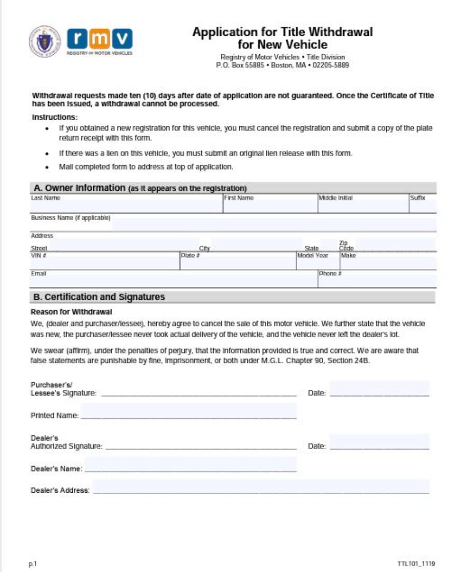 ProTag Professional Tag & Title Services Massachusetts Forms