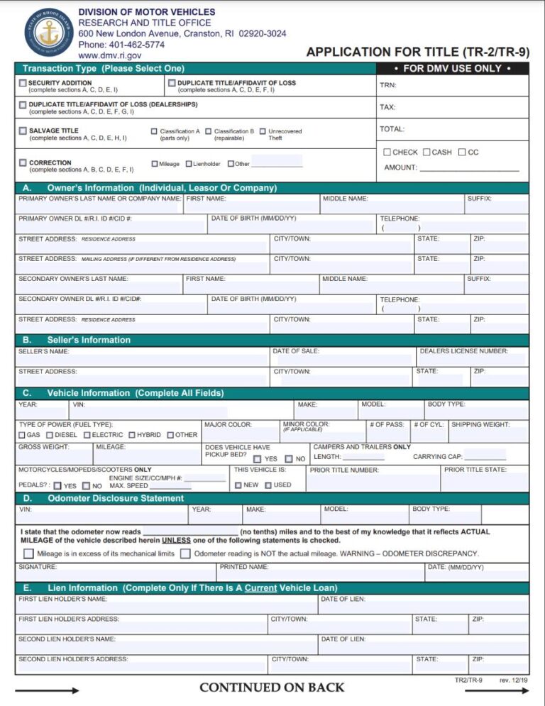 ProTag Professional Tag & Title Services| Rhode Island Forms