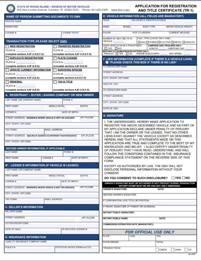 ProTag Professional Tag & Title Services| Rhode Island Forms